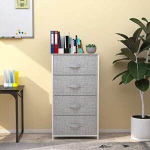 YITAHOME Dresser with 4 Drawers - Fabric Storage Tower, Organizer Unit for Bedroom, Living Room, Hallway, Closets & Nursery - Sturdy Steel Frame (Light Grey)