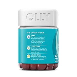 OLLY Goodbye Stress Gummy, GABA, L-Theanine, Lemon Balm, Stress Relief Supplement, Berry - 42 Count