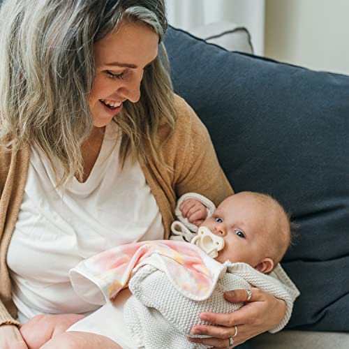 Dr. Brown's Lovey Blanket with Beaded Ring Teether and HappyPaci Silicone One-Piece Pacifier, Pink