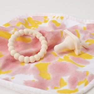 Dr. Brown's Lovey Blanket with Beaded Ring Teether and HappyPaci Silicone One-Piece Pacifier, Pink