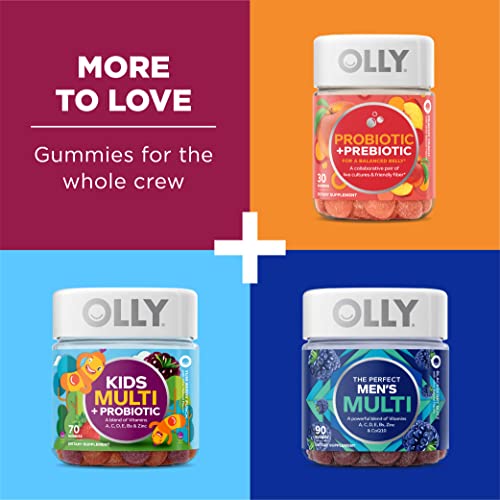 OLLY Women's Multivitamin Gummy, Overall Health and Immune Support, Vitamins A, D, C, E, Biotin, Folic Acid, Adult Chewable Vitamin, Berry, 45 Day Supply - 90 Count (Pack of 1)