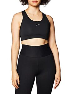 nike womens swoosh medium-support padded sports bra black/white s