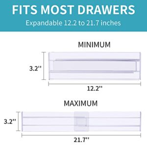 Drawer Dividers Organizers 8 Pack, Vtopmart Adjustable 3.2" High Expandable from 12.5-21.7" Kitchen Drawer Organizer, Clear Plastic Drawers Separators for Clothing, Kitchen Utensils and Office Storage