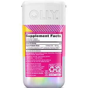 OLLY Happy Hoo-Ha Capsules, Probiotic for Women, Vaginal Health and pH Balance, 10 Billion CFU, Gluten Free - 25 Count