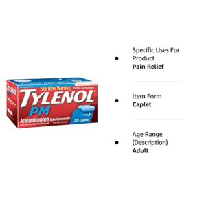 Tylenol Pm Extra Strength Pain Reliever + Sleep Aid, 225-caplets ( 1 Pack )