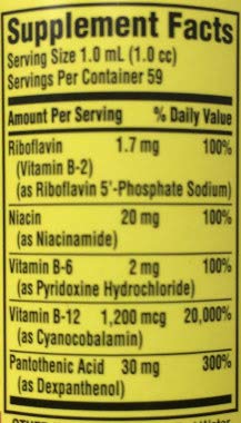 Vitamin B Complex Sublingual Liquid Drops for Adults with Vitamin B6, Vitamin B12, Niacin, Riboflavin, Pantothenic Acid - Energy Bundle w/ 'No Fluff' Guide©