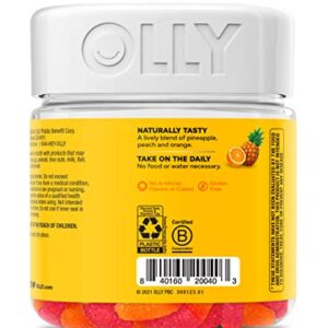 OLLY Hello Happy Gummy Worms, Mood Balance Support, Vitamin D, Saffron, Adult Chewable Supplement, Tropical Zing - 60 Count