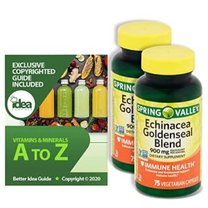 spring valley echinacea goldenseal blend dietary supplement, 900 mg, 75 ct (2 pack) bundle with exclusive vitamins & minerals a to z – better idea guide (3 items)