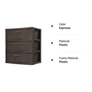 3-Drawer Wide Weave Tower, Espresso