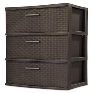 3-drawer wide weave tower, espresso