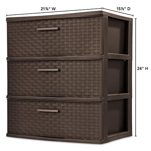 3-Drawer Wide Weave Tower, Espresso