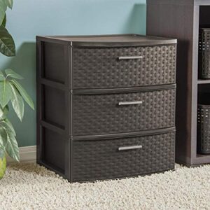 3-Drawer Wide Weave Tower, Espresso