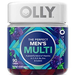 OLLY Men's Multivitamin Gummy, Overall Health and Immune Support, Vitamins A, C, D, E, B, Lycopene, Zinc, Adult Chewable Vitamin, Blackberry, 45 Day Supply - 90 Count