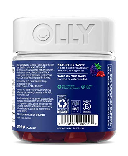 OLLY Men's Multivitamin Gummy, Overall Health and Immune Support, Vitamins A, C, D, E, B, Lycopene, Zinc, Adult Chewable Vitamin, Blackberry, 45 Day Supply - 90 Count