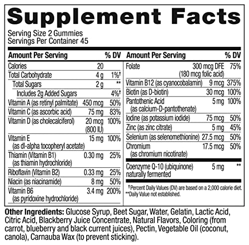 OLLY Men's Multivitamin Gummy, Overall Health and Immune Support, Vitamins A, C, D, E, B, Lycopene, Zinc, Adult Chewable Vitamin, Blackberry, 45 Day Supply - 90 Count