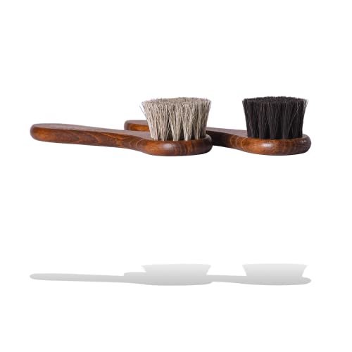 Valentino Garemi Shoe Polish Applicator Brush Traditional Set | Real Horse Hair & Hard Wood Handle | for All Leather Footwear & Boots | Manufactured in Germany