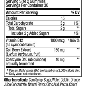 OLLY Extra Strength Daily Energy Gummy, Caffeine Free, 1000mcg Vitamin B12, CoQ10, Goji Berry, Adult Chewable Supplement, Berry Yuzu Flavor - 60 Count