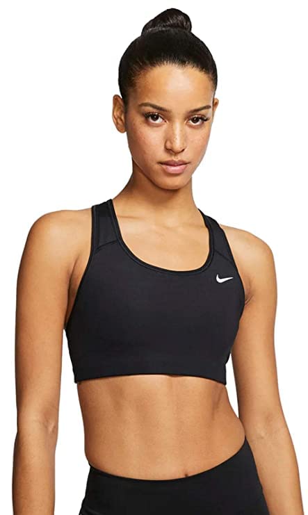 Nike Women's Medium Support Non Padded Sports Bra, Black/(White), Large