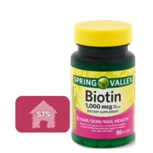 Spring Valley Biotin Softgels, 1000mcg, 150 Count + STS Fridge Magnet.