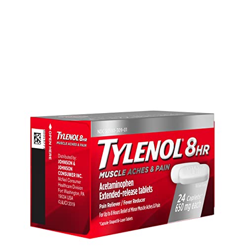 Tylenol 8 Hour Muscle Aches & Pain Acetaminophen Tablets for Muscle & Back Pain, 24 Count