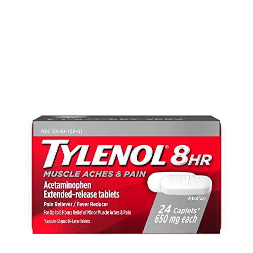 Tylenol 8 Hour Muscle Aches & Pain Acetaminophen Tablets for Muscle & Back Pain, 24 Count