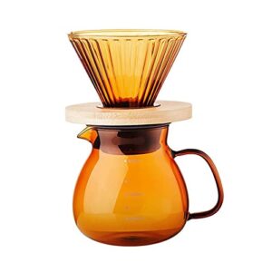 dr.cheolkfh percolator coffee pot colored coffee pot set high temperature resistant glass pot afternoon tea and coffee sharing pot hand made tea pot (color : brown-600ml)