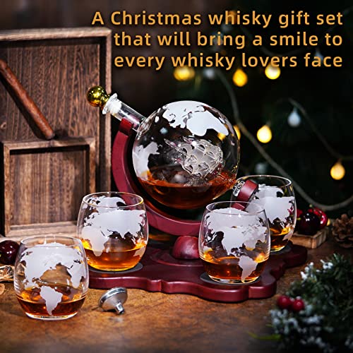 Oaksea Anniversary Unique Gifts for Men Him Husband Boyfriend Dad, Whiskey Decanter Set with 4 Glasses, Birthday Wedding Gift Man Cave Bourbon Wine Decanter Gifts for Brother Her