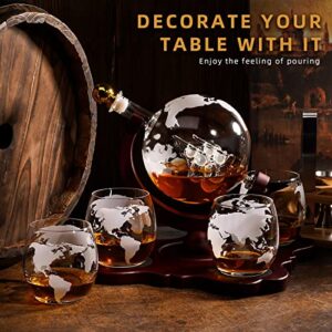 Oaksea Anniversary Unique Gifts for Men Him Husband Boyfriend Dad, Whiskey Decanter Set with 4 Glasses, Birthday Wedding Gift Man Cave Bourbon Wine Decanter Gifts for Brother Her