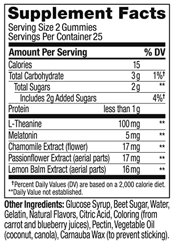 OLLY Extra Strength Sleep Gummy, Occasional Sleep Support, 5 mg Melatonin, L-Theanine, Chamomile, Lemon Balm, Sleep Aid, Blackberry - 60 Count