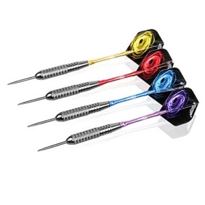 CyeeLife 22g Steel tip Darts with 4 Colors Aluminum shafts+Sharpener+Tool+16 Flights+16 Protectors,for 4 Beginners House Darts