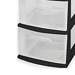 Homz Plastic 5 Clear Drawer Medium Home Organization Storage Container Tower with 3 Large Drawers and 2 Small Drawers, Black Frame