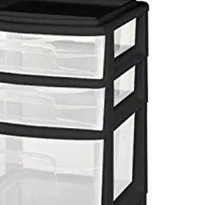 Homz Plastic 5 Clear Drawer Medium Home Organization Storage Container Tower with 3 Large Drawers and 2 Small Drawers, Black Frame