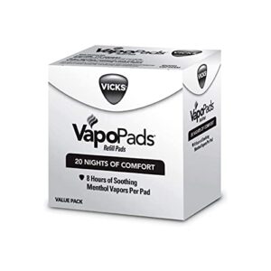 vicks vapopads, 20 count – soothing menthol vapor pads for vicks humidifiers, vaporizers, waterless vaporizers, and plug-ins, vsp-19