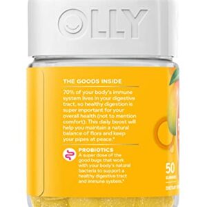 OLLY Probiotic Gummy, Immune and Digestive Support, 1 Billion CFUs, Chewable Probiotic Supplement, Mango, 25 Day Supply - 50 Count