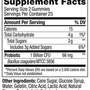 OLLY Probiotic Gummy, Immune and Digestive Support, 1 Billion CFUs, Chewable Probiotic Supplement, Mango, 25 Day Supply - 50 Count