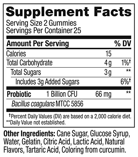 OLLY Probiotic Gummy, Immune and Digestive Support, 1 Billion CFUs, Chewable Probiotic Supplement, Mango, 25 Day Supply - 50 Count