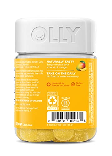 OLLY Probiotic Gummy, Immune and Digestive Support, 1 Billion CFUs, Chewable Probiotic Supplement, Mango, 25 Day Supply - 50 Count