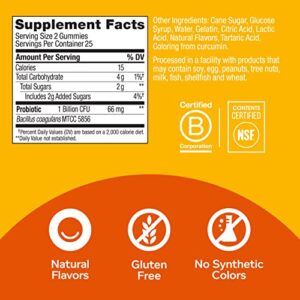 OLLY Probiotic Gummy, Immune and Digestive Support, 1 Billion CFUs, Chewable Probiotic Supplement, Mango, 25 Day Supply - 50 Count