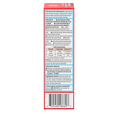 Tylenol Infants Acetaminophen Liquid Medicine, Cherry, 2 fl. oz