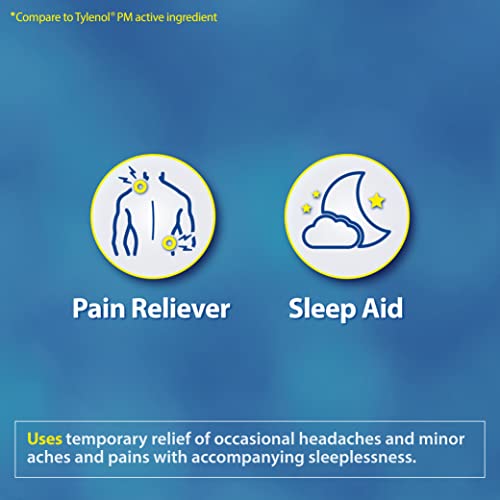 HealthA2Z® Extra Strength Pain Relief PM | 150 Caplets | Acetaminophen 500mg | Diphenhydramine 25mg | Pain Reliever & Nighttime Sleep Aid | Non-Habit Forming | Compare to Tylenol PM Active Ingredient