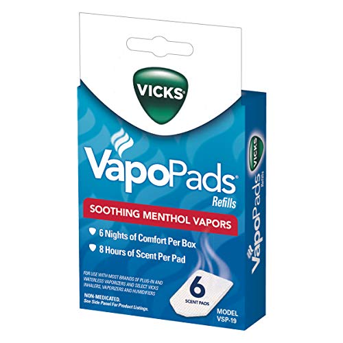 Vicks VapoPads, 6 Count - Soothing Menthol Vapor Pads for Vicks Humidifiers, Vaporizers, Waterless Vaporizers, and Plug-Ins, VSP-19