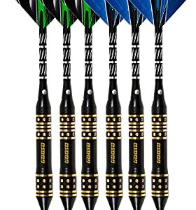 GOOSO Professional Steel Tip Darts Set | 24g/22g/20g/18g Brass Barrel with 12pcs Dart Flights + Dart Sharpener + Magnetic Case + Darts Tool (6 Pack)