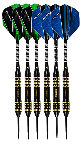 GOOSO Professional Steel Tip Darts Set | 24g/22g/20g/18g Brass Barrel with 12pcs Dart Flights + Dart Sharpener + Magnetic Case + Darts Tool (6 Pack)