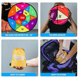 Large Dart Board for Kids - Double Sided Kids Dart Board with 12 Sticky Balls 3 Velcro Darts - Party Games Indoor Outdoor Kids Toy Dart Game Gifts for 4 5 6 7 8 9 10 11 12 Year Old Boy Girl