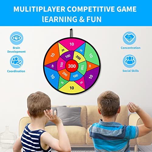 Large Dart Board for Kids - Double Sided Kids Dart Board with 12 Sticky Balls 3 Velcro Darts - Party Games Indoor Outdoor Kids Toy Dart Game Gifts for 4 5 6 7 8 9 10 11 12 Year Old Boy Girl