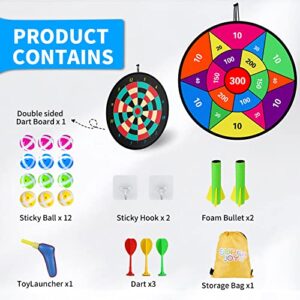 Large Dart Board for Kids - Double Sided Kids Dart Board with 12 Sticky Balls 3 Velcro Darts - Party Games Indoor Outdoor Kids Toy Dart Game Gifts for 4 5 6 7 8 9 10 11 12 Year Old Boy Girl