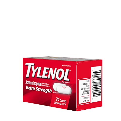 Tylenol Extra Strength Caplets with 500 mg Acetaminophen, Pain Reliever & Fever Reducer, 24 ct