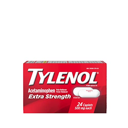 Tylenol Extra Strength Caplets with 500 mg Acetaminophen, Pain Reliever & Fever Reducer, 24 ct