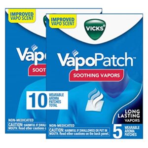 vicks vapopatch, wearable mess-free aroma patch, soothing & comforting non-medicated vicks vapors, for adults & children ages 6+, 5ct (2 pack)