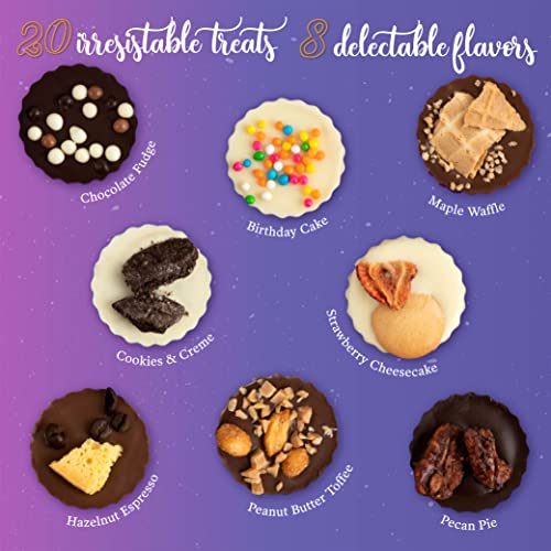 Astor Chocolate Belgian Truffles Dessert Party Gift Box, 20 Piece Set, 8 Unique Flavors. Delicious Fillings And Decorated Toppings, Valentine Chocolate Gift Box, Gourmet Food Baskets, Candy for Him Her Mom Dad Men Women Family, Birthday Holiday Gifts Food